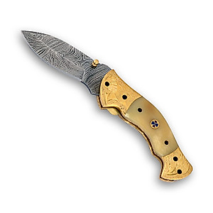 CLOUD KILT Handmade Pocket Folding Knife With Leather Sheath Premium Quality Best Hunting Gear Pocket Knives Gifts For Men (Camel White Bone)