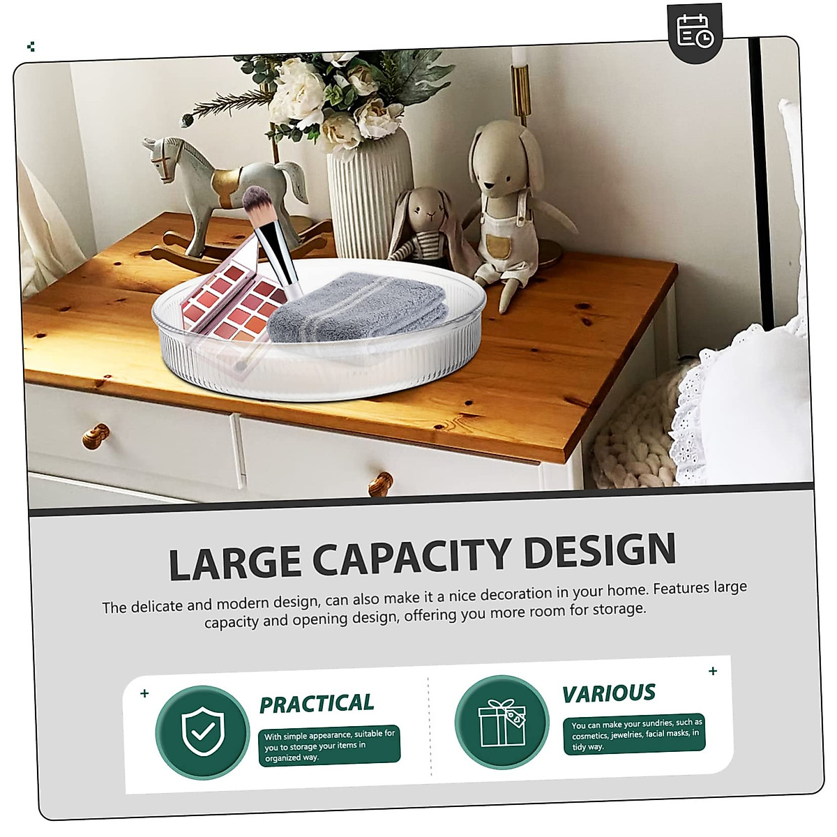 Zerodeko 3pcs rotatable Tray Plastic Trays for Food Plastic Food Tray Rotating Storage Rack Fridge Organizer for Refrigerator Seasoning Rotating Tray for Makeup Plastic Round Makeup Tray