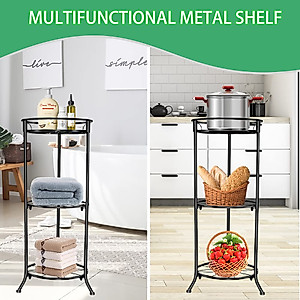 OMEUTY Plant Stand Indoor,31 inch Tall Plant Stands Outdoor, 3 Tier Detachable Corner Metal Flower Potted Stand, Black Heavy Duty Plant Stand for Indoor Planters,Living Room. Balcony