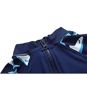 Baby Toddler Boys Girls One Piece Swimsuit Set Swimwear Shark Bathing Suit Rash Guards Sunsuit with Hat UPF 50+ (Shark, 3-6 Months)