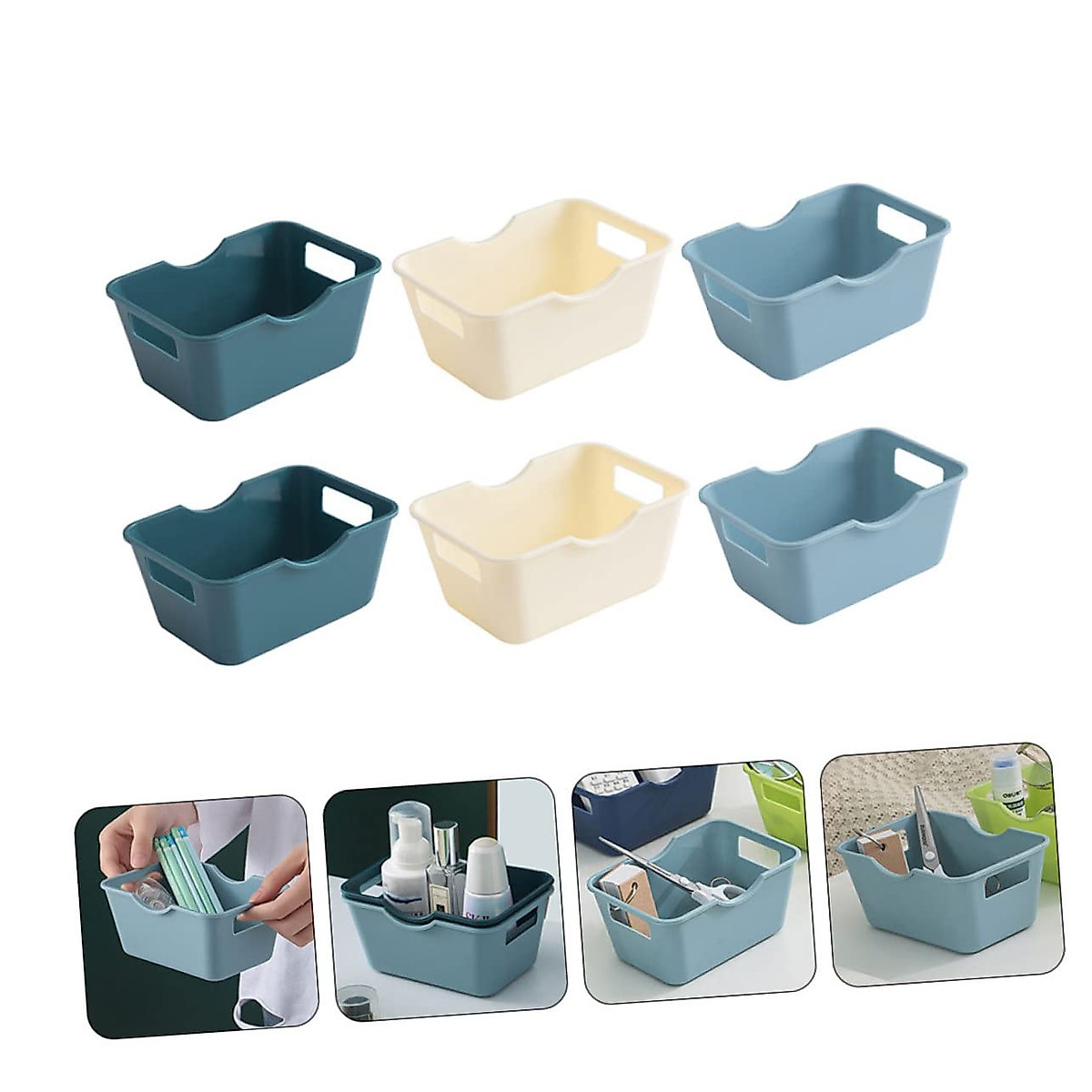 FRCOLOR Plastic Storage Basket 6pcs Box Storage Box Desktop Finishing Tray Pp Mini Plastic Storage Baskets