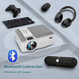 WIKISH Mini Portable Wireless Wifi Projector Bluetooth Led Outdoor Movie Hd Home Theater Video Mirror Projector for iPhone Android Gaming Ps4 Hdmi Usb