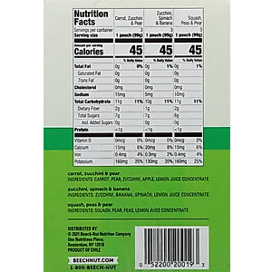 Beech-Nut Veggies Stage 2 Baby Food Variety Pack, 3.5 oz Pouch (9 Pack)