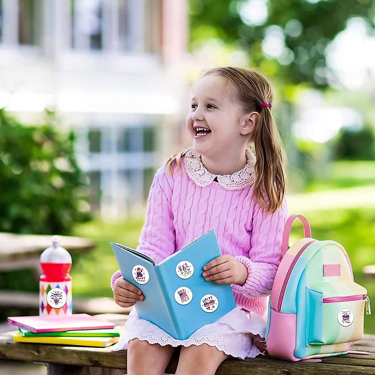 FLYAB Independence Day Labels sticker,1.5" Happy 4th of July stickers, Patriotic Sticker for candy Envelope Seals Card Gift Wrap kids classroom Fourth of July Party Favor Decorations