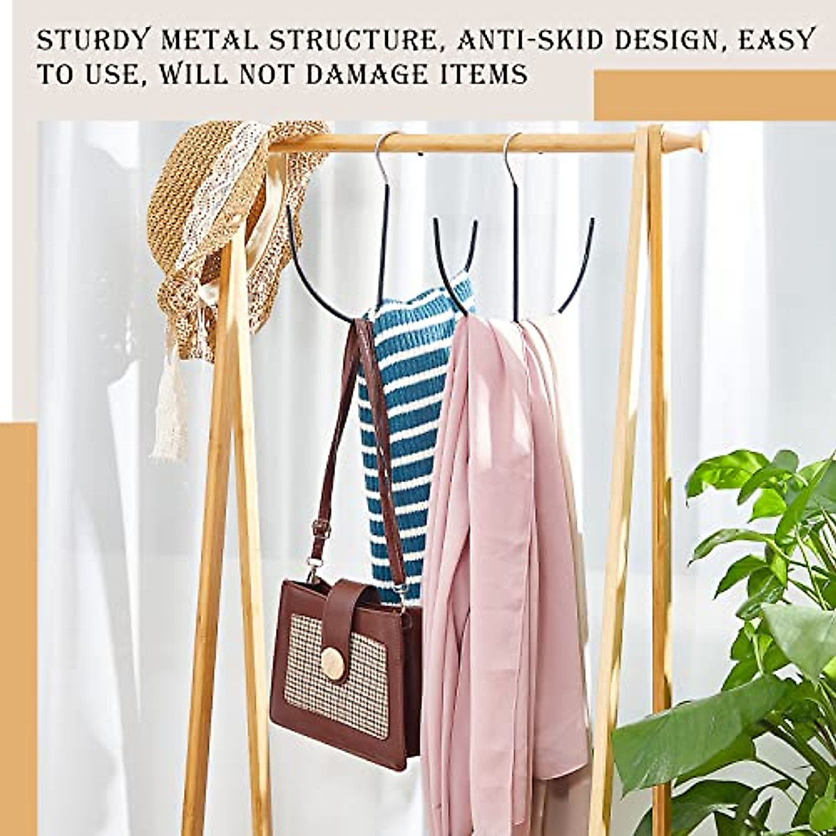 6 Pieces Belt Hanger for Closet Space Saving Black Belt Organizer Hanging Tie Hanger Multi Purpose Tie Rack Closet Organizer Hook Rack for Belt Ties Scarves Camisoles Hats Bras Shoes Organization