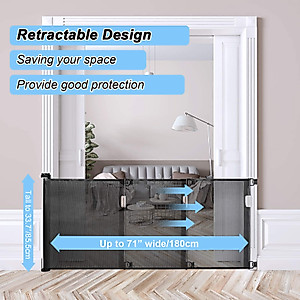 Retractable Baby Gate Extra Wide，PRObebi Mesh Safety Gate for Babies and Pets 34" Tall Extends up to 71" Wide, Retractable Mesh Gate for Stairs/Doorways/Indoor/Outdoor/Hallways
