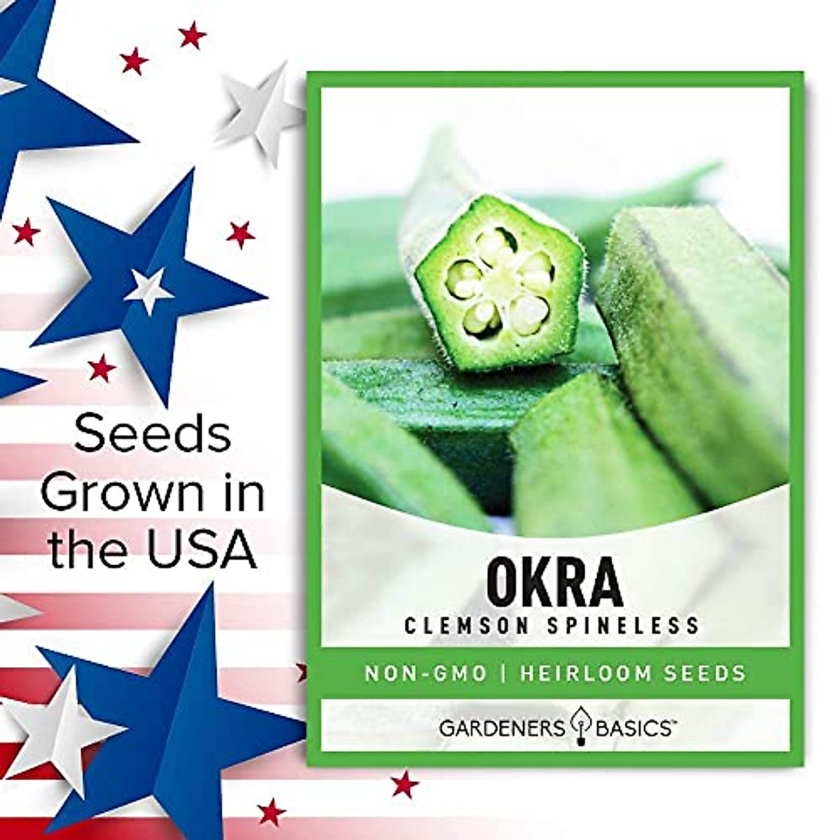 Okra Seeds for Planting - Clemson Spinless Heirloom, Non-GMO Vegetable Variety- 3 Grams Seeds Great for Summer Gardens by Gardeners Basics