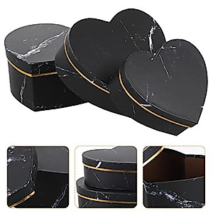 Storage Cases 3pcs Heart Shaped Boxes Gift Arrangement Boxes Flower Box for Luxury Flower Festival Holiday New Year Favors Black Candy Packing Boxes