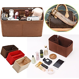 Lckaey Purse Inserts for Speedy 35 Organizer Insert, for monogram bag, HandBag protective insert Tote Bag and hand bag protector, organizer insert 1083Coffee-XL