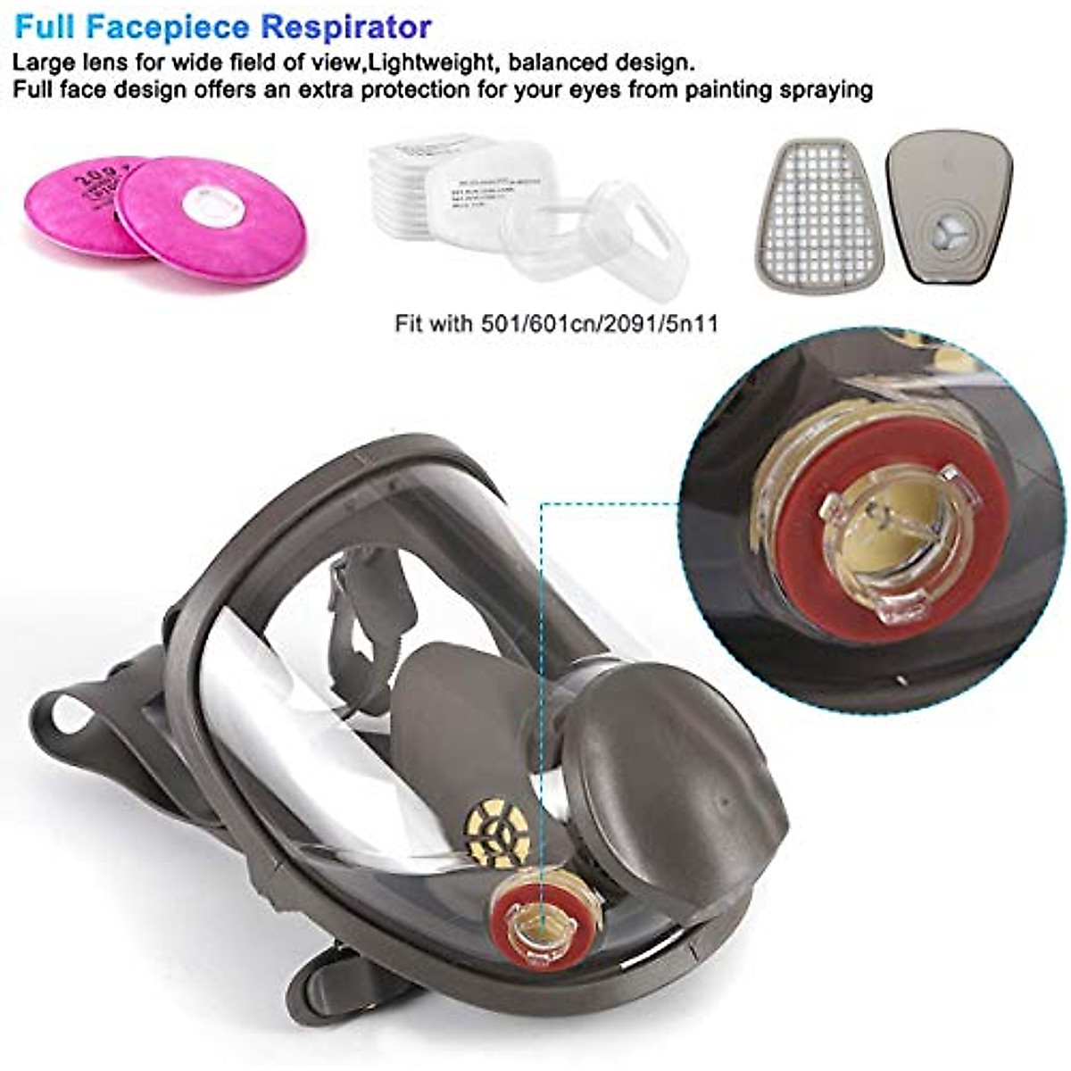 No/Brand 15in1 Full Face Respirator Reusable,Full Face Wide Field of View,Widely Used in Organic Gas,Paint spary, Chemical,Woodworking(for 6800 Respirator)