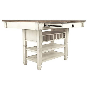 Signature Design by Ashley Bolanburg Farmhouse Counter Height Dining Room Table, White & Brown