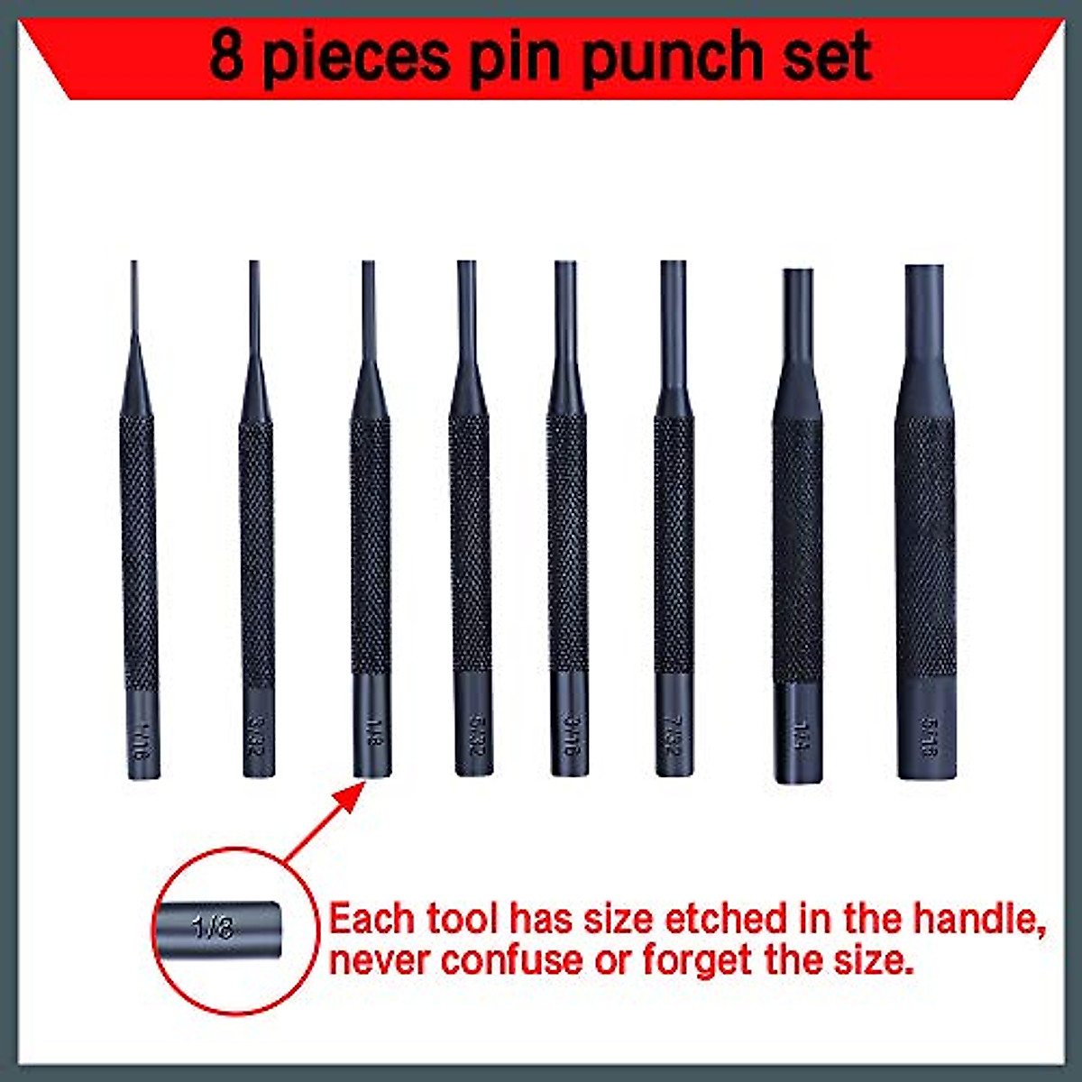 HORUSDY 8 Pieces Pin Punch Set, Kit Removing Repair Tool with Holder for Automotive, Watch Repair,Jewelry and Craft