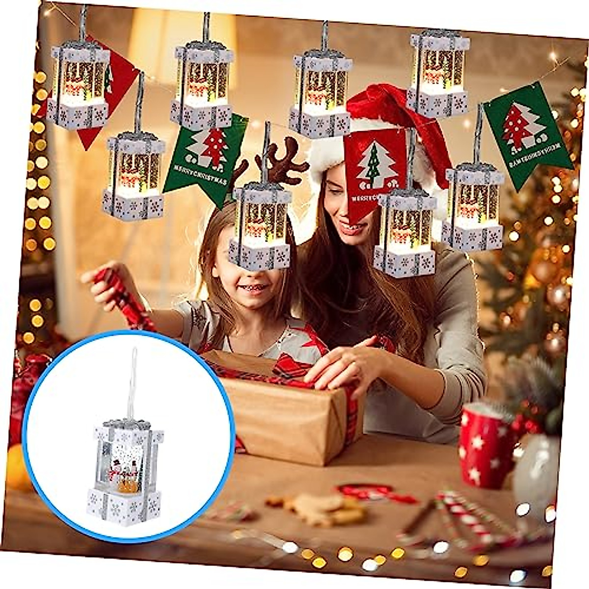 DOITOOL 1pc Christmas Decorations Battery Christmas Lights Earth Decorations Christmas Snow Globes Holiday Hanging Lantern Lighted Glitter Lantern Light up Snow Globe Plastic White Music