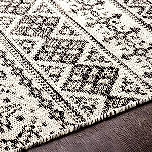 Hauteloom Mababanaba Wool Living Room, Bedroom Area Rug - Bohemian, Transitional - Black, Gray, Cream - 8' x 10'