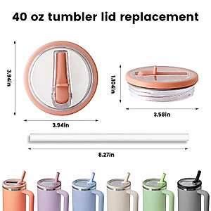 2 Pcs Tumbler Flip Straw Lid Replacement Fit for Stanley Cup 40 oz|Leak-Proof Splash Resistant Tumbler Lids|Reusable Tumbler Cover for Stanley Quencher（Black）