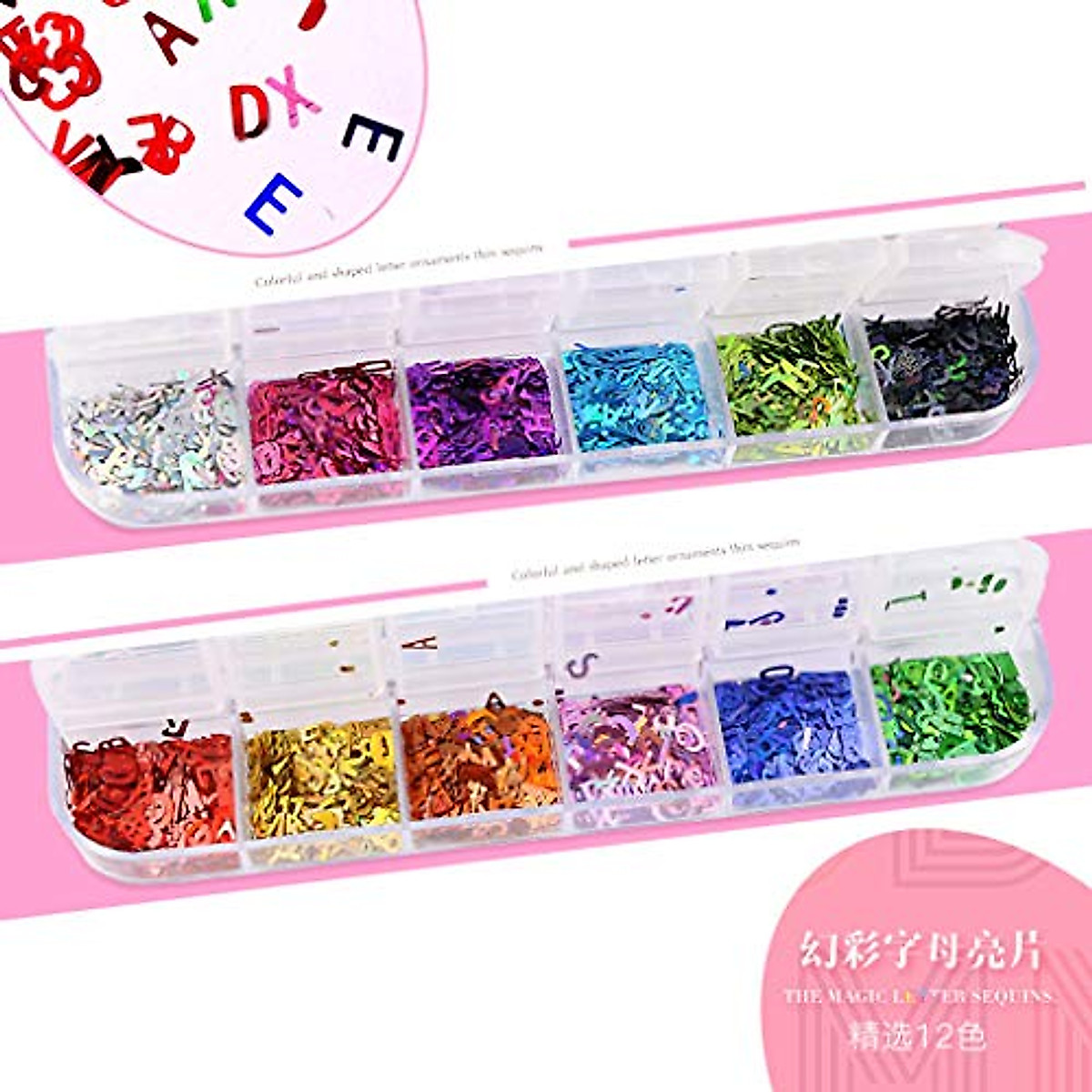 Stebcece ✪ 12 Colors DIY Alphabet English Letters Mixed Chunky Glitter Resin Letter Sequins