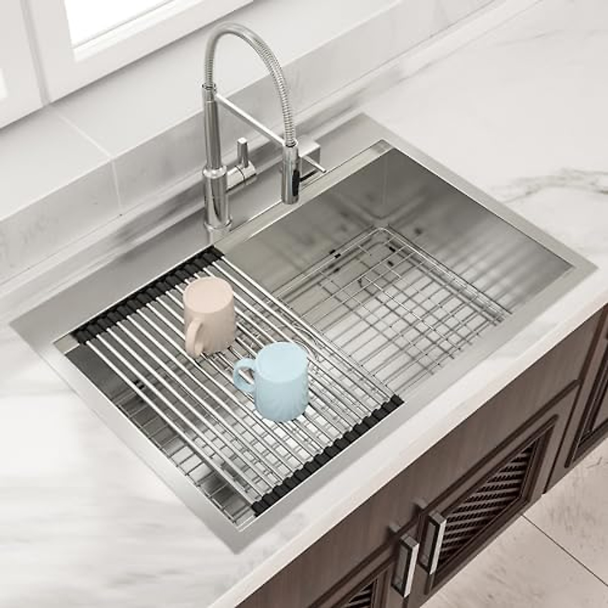 Lordear Kitchen Sink 33 Inch Drop In Kitchen Sink 33 x22 Inch Workstation Single Bowl Topmount 16 Gauge Stainless Steel 10'' Deep Handmade Kitchen Sink with Cutting Board