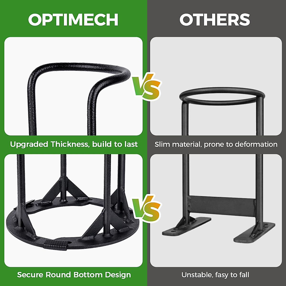 Optimech Kindling Splitter 10 x14.5in, Solid Cast Steel Log Splitter for Wood 9LB Heavy Duty with Half Ring - Manual Firewood Cracker Splitting Tool for Outdoor Camping (L)