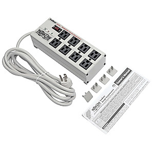 Tripp Lite ISOBAR8ULTRA Isobar 8 Outlet Surge Protector Power Strip, 12ft Cord, Right-Angle Plug, Metal Lifetime Limited Warranty & Dollar 50,000 Insurance White