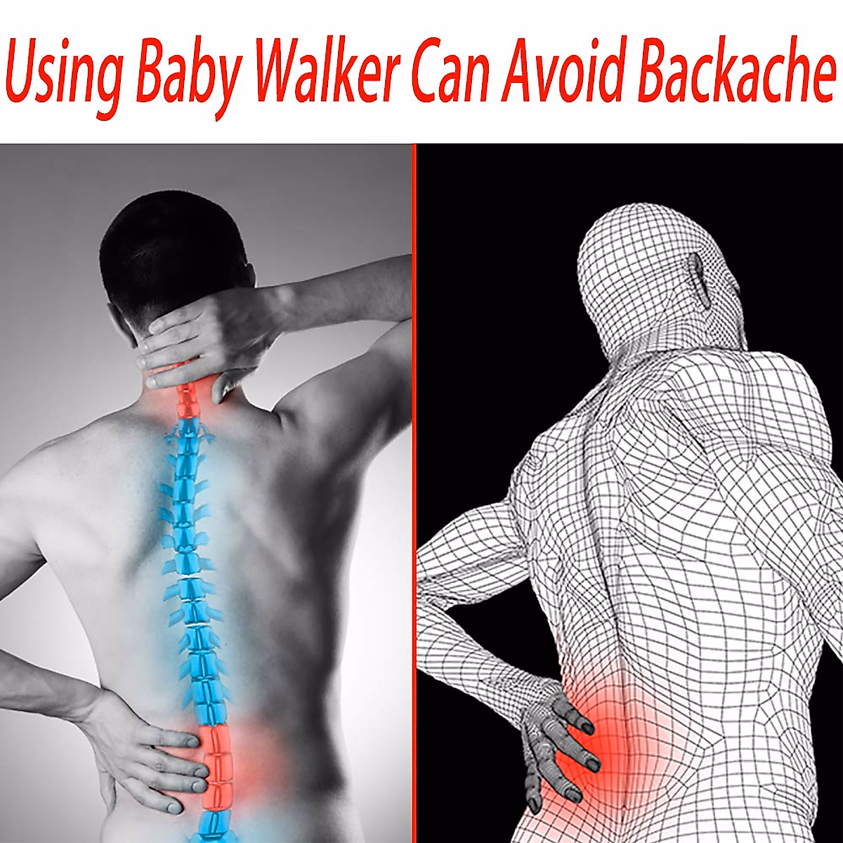 Baby Walker, Adjustable Baby Walking Harness Safety Harnesses, Pulling and Lifting Dual Use 7-24 Month Breathable Stand Up & Walking Learning Helper for Infant Child Activity Walker (Blue…