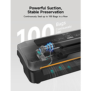 HiCOZY Vacuum Sealer, Full Automatic Vacuum Sealer Machine for Food, Handle Locked Design, Build-in Cutter, Compact Design Food Sealer With All Starter Kits, 5 Modes and 5-Year Quality Commitment
