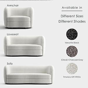 Furniture of America Nimiane Modern Boucle Loveseat Couch with Curved Arms and Wooden Legs, Comfy Fabric Upholstered Small Sofa for Living Room, Bedroom, Home Office, Off-White