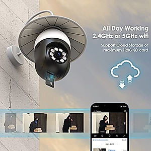 2.4GHz & 5GHz Light Bulb Security Camera Wi-Fi Outdoor, 360° Lightbulb Security Camera 1080P Wireless, Color Night Vision, Motion Detection, Compatible with Alexa/Google, E27/E26 Socket