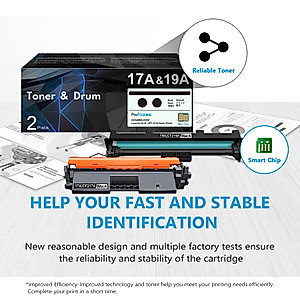 17A CF217A Black Toner & 19A CF219A Black Drum (2-Pack) Replacement for HP 17A CF217A Toner & Imaging Drum 19A CF219A Compatible with Laser Pro MFP M130a, M130nw, M130fn, M130fw, M102a, M102w Printer