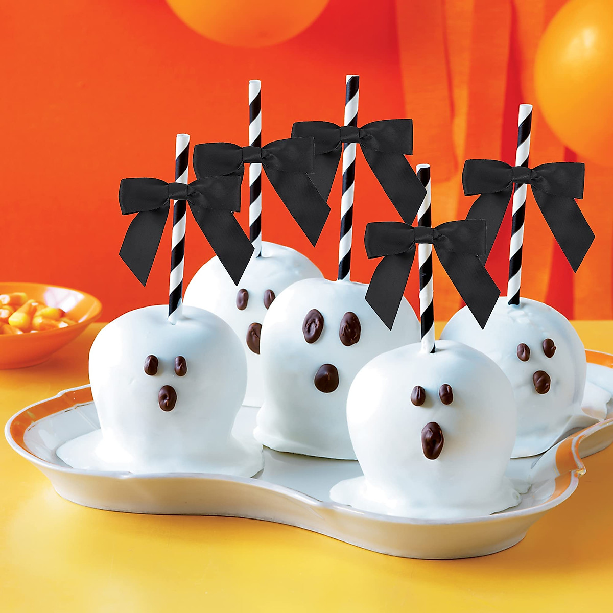 AIMUDI Black Bows for Gift Wrapping 2.5" Premade Black Twist Tie Bows for Crafts Pre-Tied Black Satin Ribbon Bows Small Gift Bows for Treat Bags Party Favors Wedding Decorations - 50 Counts