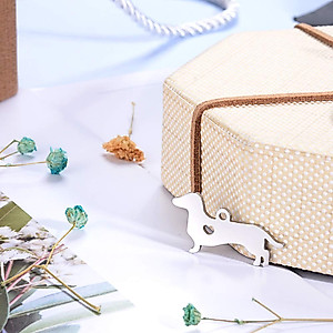 HOUSWEETY 1pc Stainless Steel Dachshund Pendant Keychains Key Rings Pets Jewelry Women Charms Gift 3x1.6cm