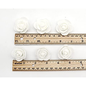 D-Seven Artificial Flowers 100PCS 3CM Mini Fake Roses for DIY Wedding Bouquets Centerpieces Party Baby Shower Scrapbooking Gift Box DIY Crafts Wreath (White)