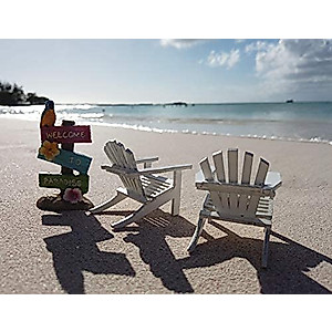 Wood Adirondack Miniature Chair - Wedding Cake Topper Mini Doll Furniture Top Decoration Favor Beach Theme, Great for Dollhouse (White, 4 Pack)