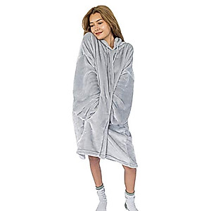 emmandsophie Blanket Sweatshirt - Cozy Blanket Hoodie - Oversized Wearable Blanket - 2 Front Pockets - Machine Washable - Adults, Women, Men,Teens (Grey)