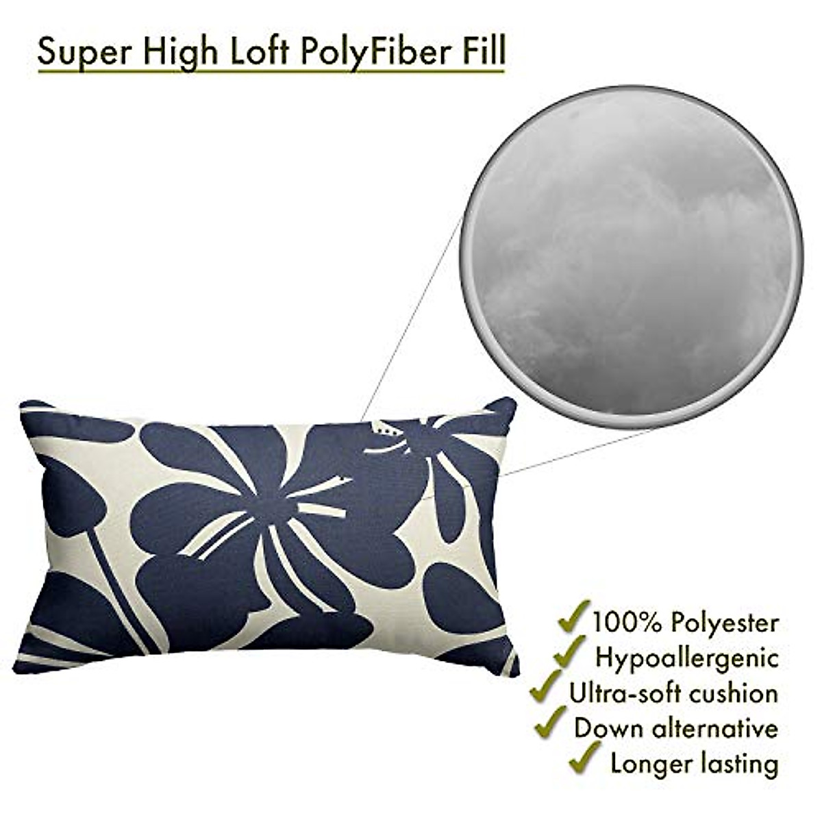 Majestic Home Goods Navy Blue Plantation Indoor / Outdoor Small Throw Pillow 20" L x 5" W x 12" H
