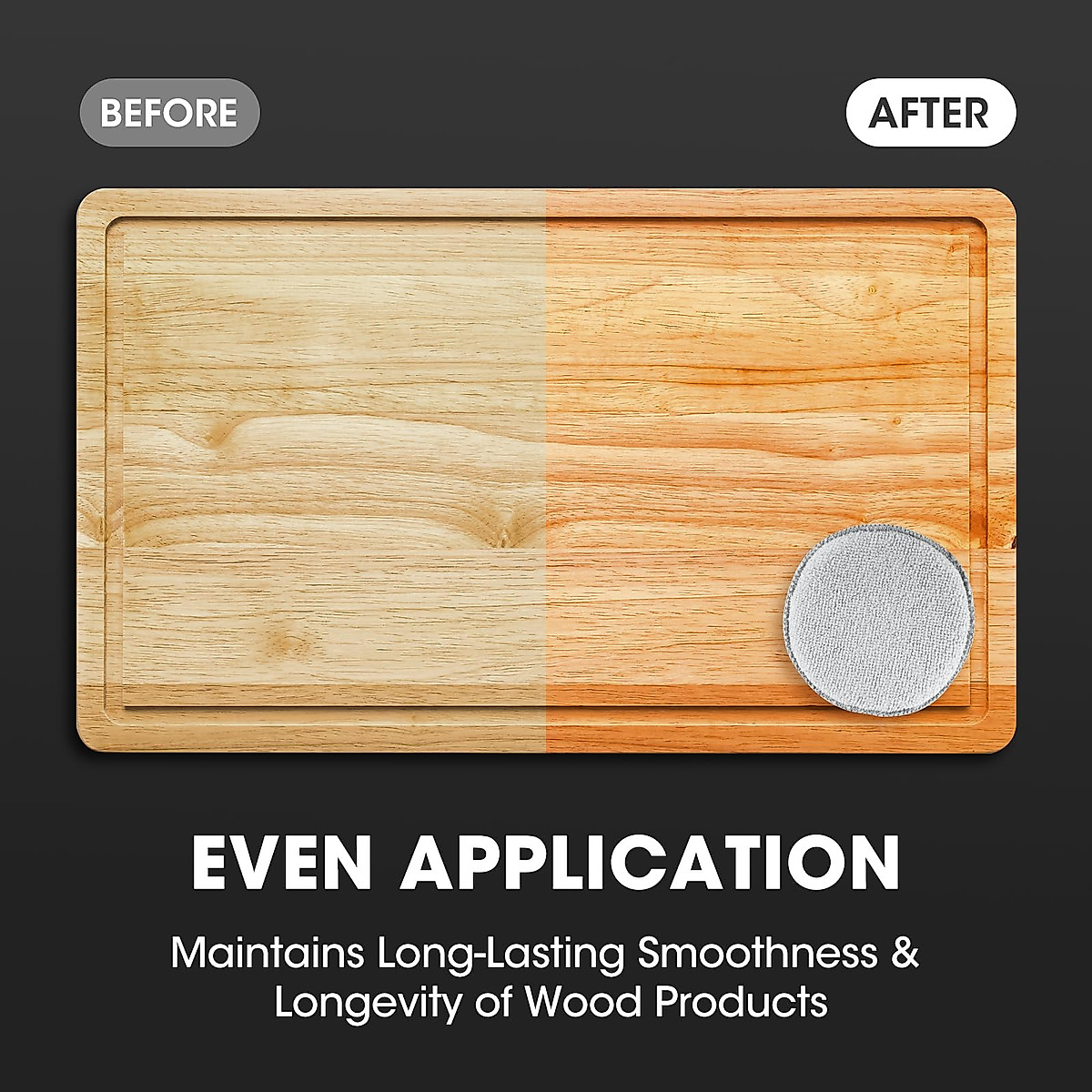 NiHome 5-Inch Wood Conditioner, Wax & Oil Applicator 4-Pack, Reusable Microfiber & Sponge Pads for Scratch-Free Cutting Board Maintenance & Versatile Home Polishing, Machine Washable for Long-Term Use