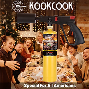 KookCook Cooking Grill Torch Kit with 14.1 oz Fuel Gas Cylinder Sous Vide Blowtorch MAPP MAP Pro Propane Torch Food Kitchen Grilling Gun Culinary BBQ Tool for Searing Outdoor Camping Charcoal Starter