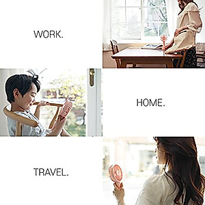 Generic Handheld Fan Portable,Mini Hand Held Quiet with USB Rechargeable Battery, Personal Office Desk Table Base,8-10 Hours Operated For Makeup Eyelash Lady/Women/Girls/Kids Outdoor - Pink