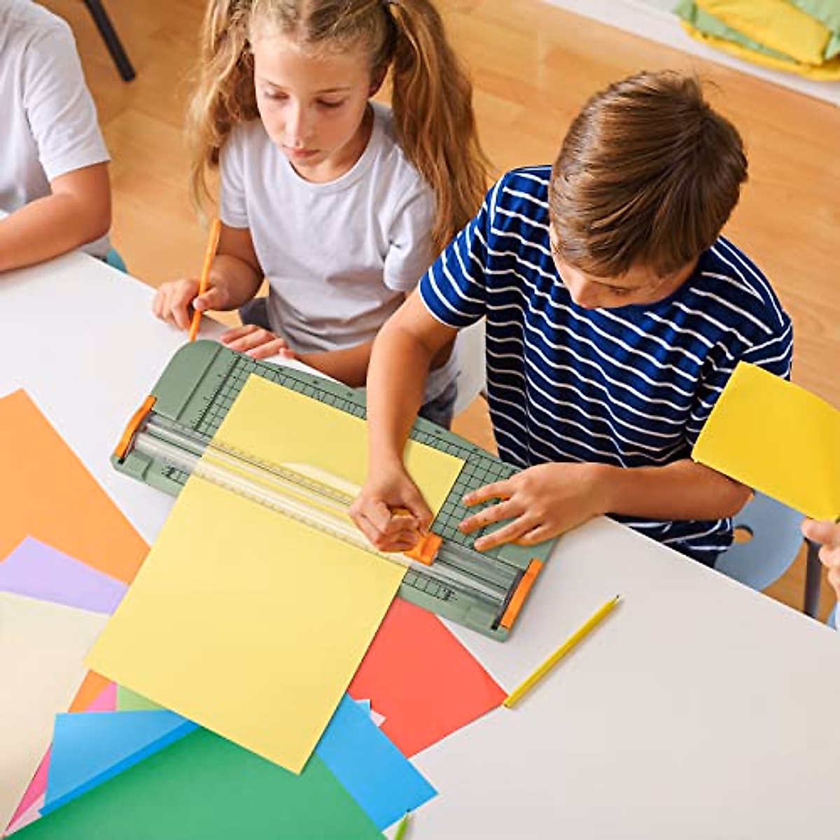 Firbon A4 Paper Cutter 12 Inch Titanium Straight Paper Trimmer with Side Ruler for Scrapbooking Craft, Paper, Coupon, Label, Cardstock (Morandi)