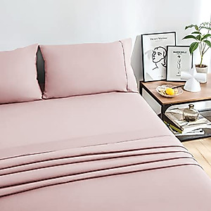 Mohap Bed Sheet Set 4 Piece Bedding Double Brushed Microfiber Soft Bedding Easy Care Full Pink