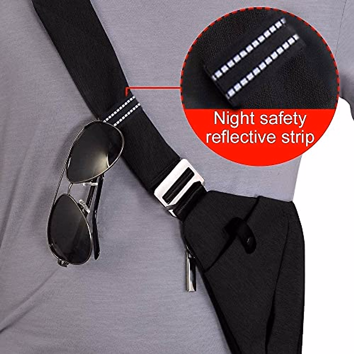 Chicdog Sling Bag Waterproof Shoulder Bag Chest Bag Crossbody Bag Anti-Theft Security Chest Pocket for Men Women (Black)