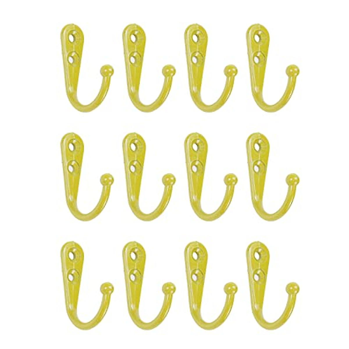Mcredy 12 PCS Coat Hooks,Wall Mounted Single Robe Hook Hanging Towel Hooks for Coat, Bags, Hat, Cap, Scarf,Yellow