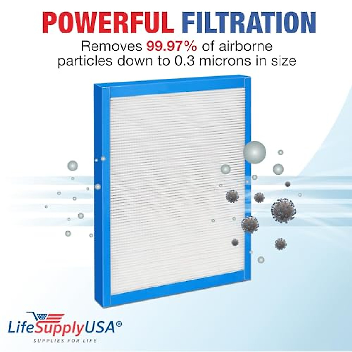 LifeSupplyUSA True HEPA Filter Replacement Compatible with HoMedics AP-10 AF-10FL AF-10 AP-15 AF-15 Air Purifier