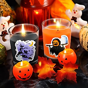 10 Orange and 10 Black Votive Candles, Unscented Soy Wax Candle Filled in Clear Glass for Halloween Fall Home Décor and DIY