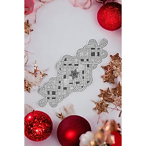 Alpha Living Home Handmade Fancy Scrolled Embroidery Beaded Table Runner for Tabletop and Kitchen Grey/Silver - Home Decor Mat for Wedding Party Family Gathering - Pack of 1 Measure 15.5 x 35 inches