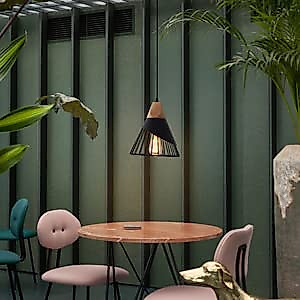 Mxsaoud Modern Black Pendant Light Over Kitchen Island, Adjustable Wood Hanging Light Fixture,Industrial Pendant Lighting for Dining Room,Living Room,Bedroom,Hallway,kitchen,Bar