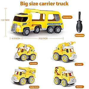 Rydohi Kids Toys Car for Boys : Boy Toy Trucks for 3 4 5 6 Year Old Boys Girls | Toddler Toys 5 in 1 Carrier Vehicle Construction Toys for Kids Age 3-12 | Birthday Party Boy Gifts for Kids