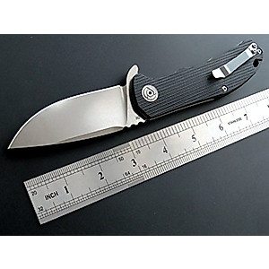 Eafengrow CH3504-G10 Flipper Folding Knife Camping Fruit Pocket Knives EDC Tools D2 Blade Ball Bearings Outdoor Tool (black)