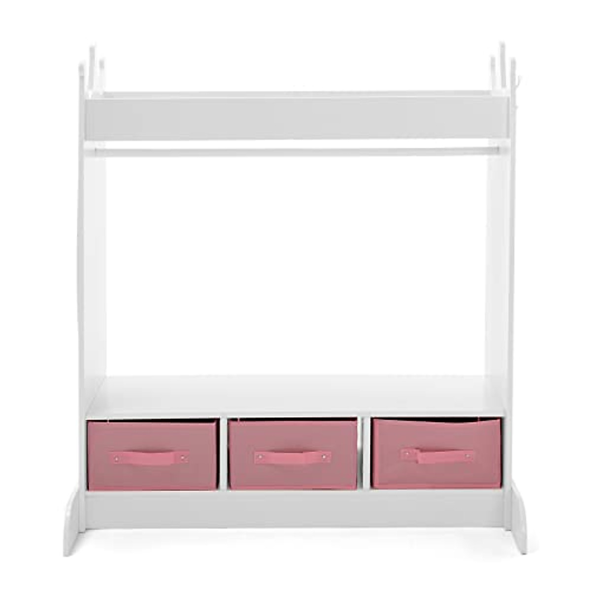 Kids Armoire Dress-Up Storage w/Mirror and Drawers,Dress up Closet,Costume Dress up Wardrobe,Pretend Storage Closet for Kids w/Side Pocket Top Shelf Shoes Storage for Bedroom Girls Room, White