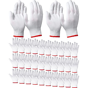 SATINIOR 36 Pairs Hand Work Gloves White Cotton Liners Gloves Safety Work Gloves Liners Men Women Cotton BBQ Gloves (Red Edging), One Size