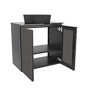 COZIMAX Umbu Combo Black Steel Bathroom Vanity Set 24" with Tempered Glass Countertop and Door, Black Square Ceramic Sink